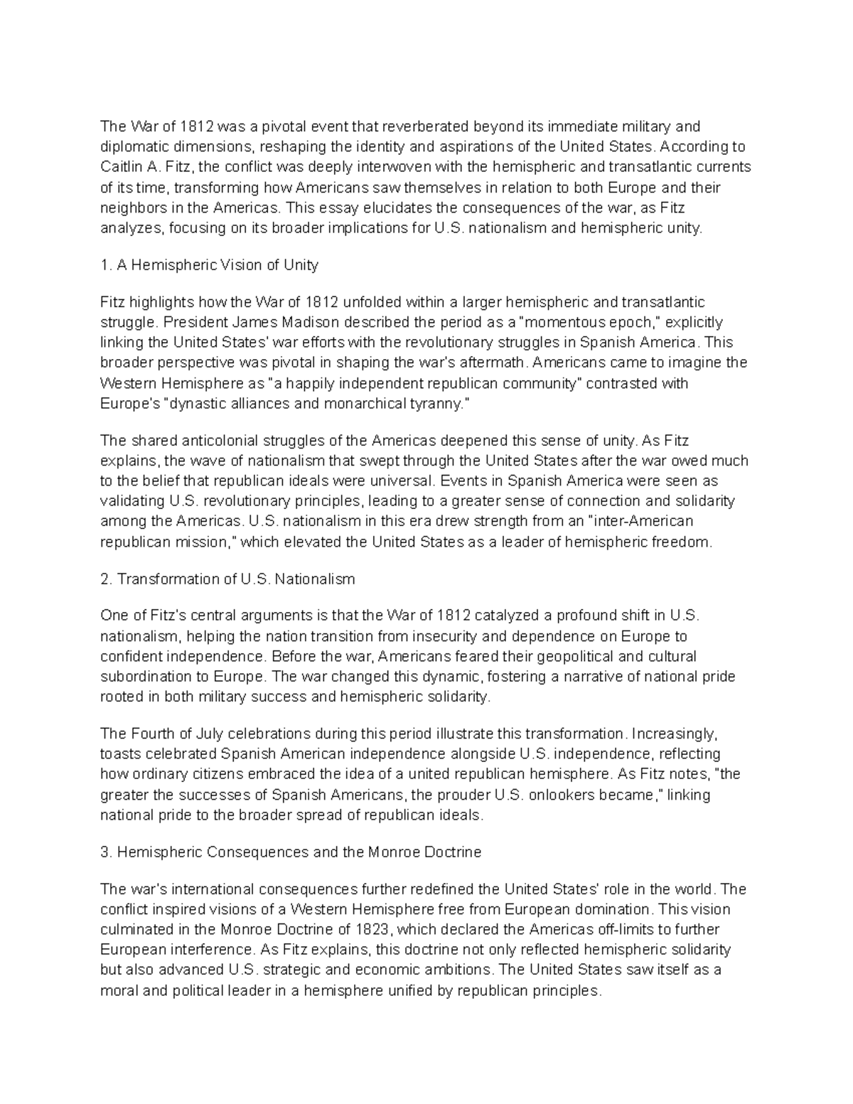 War of 1812 Consequences: Nationalism & Hemispheric Unity Analysis ...