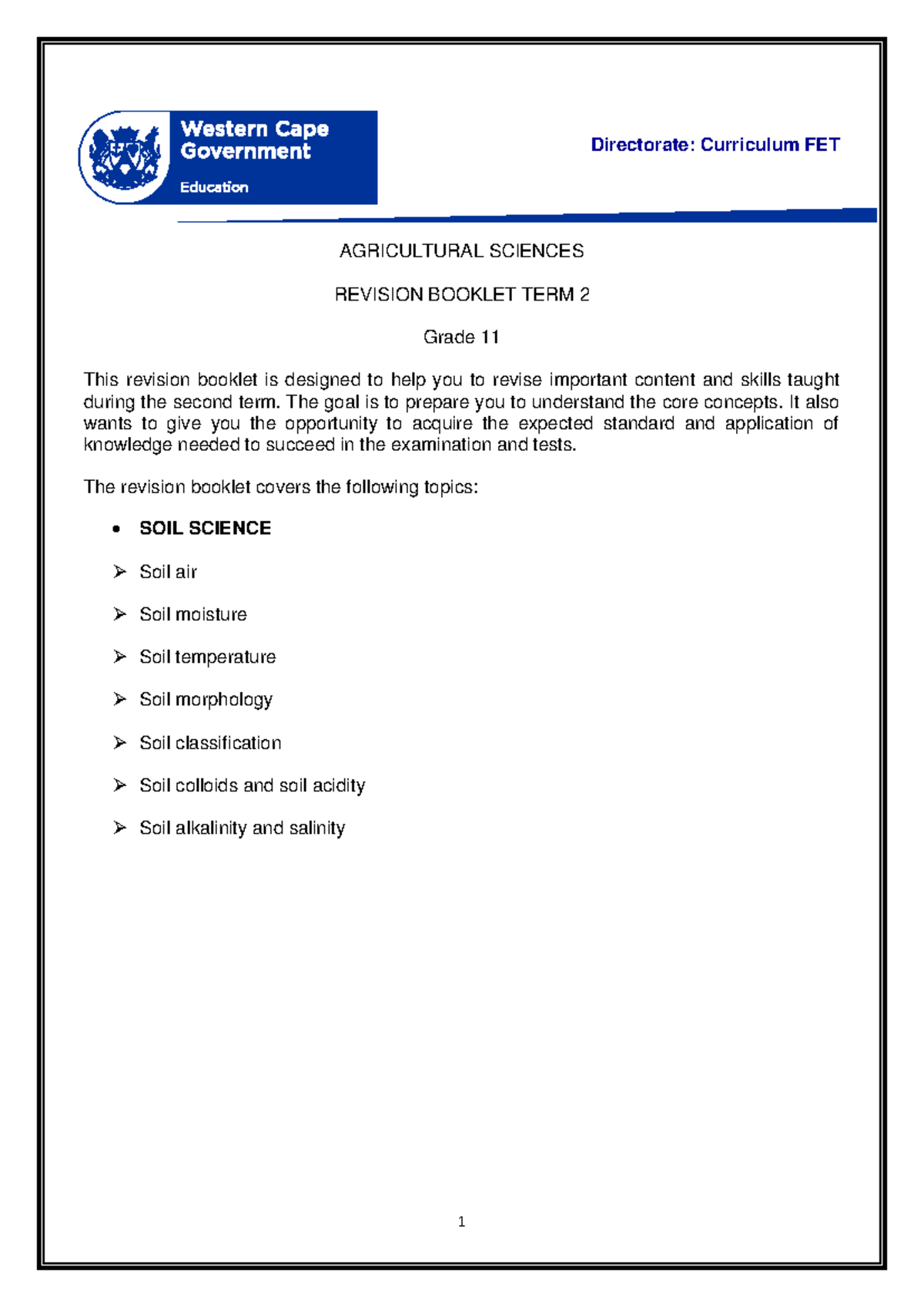 Gr 11 Agricultural Sciences Term 2 Revision Guide - Soil Science Focus ...
