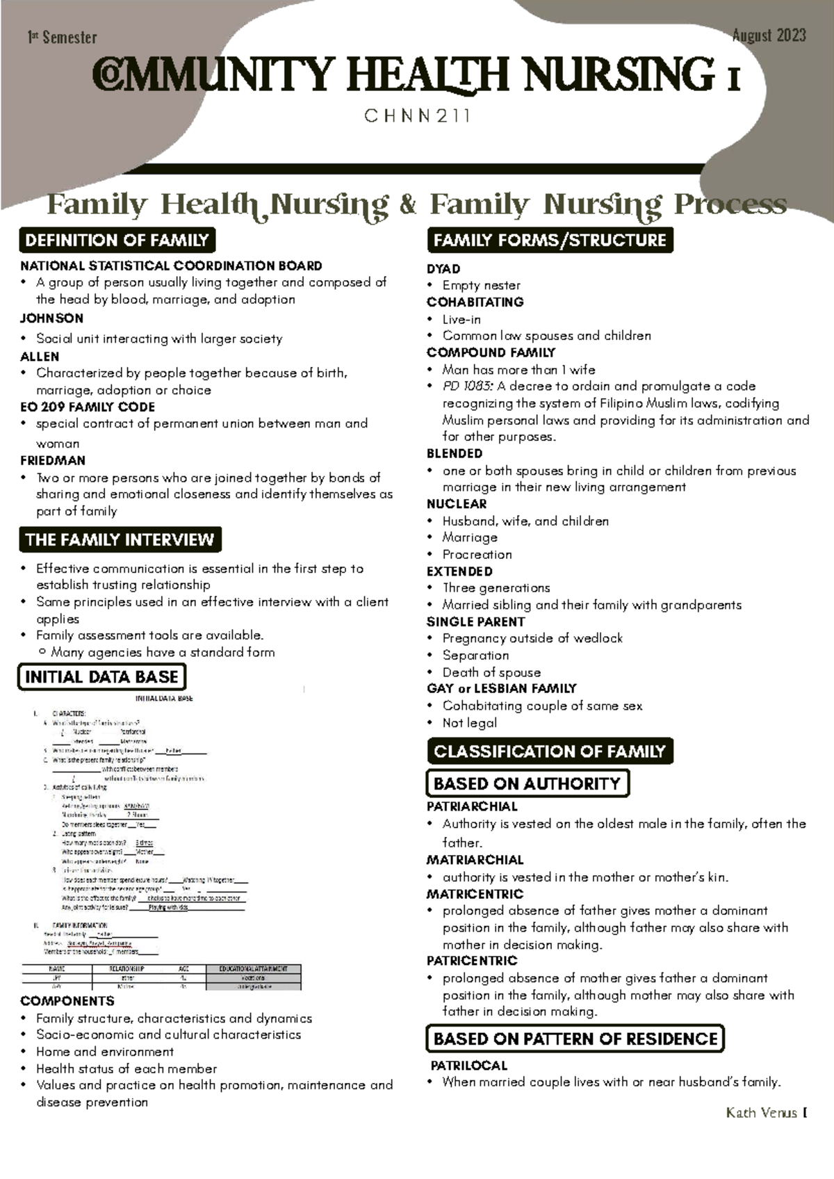 Family Health Nursing: CHNN211 Care Process Overview and Definitions ...