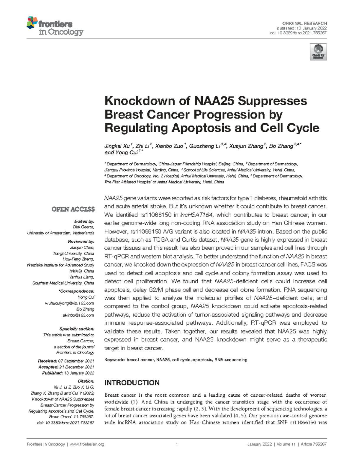 NAA25 Knockdown as a Therapeutic Target in Breast Cancer Research - Studocu