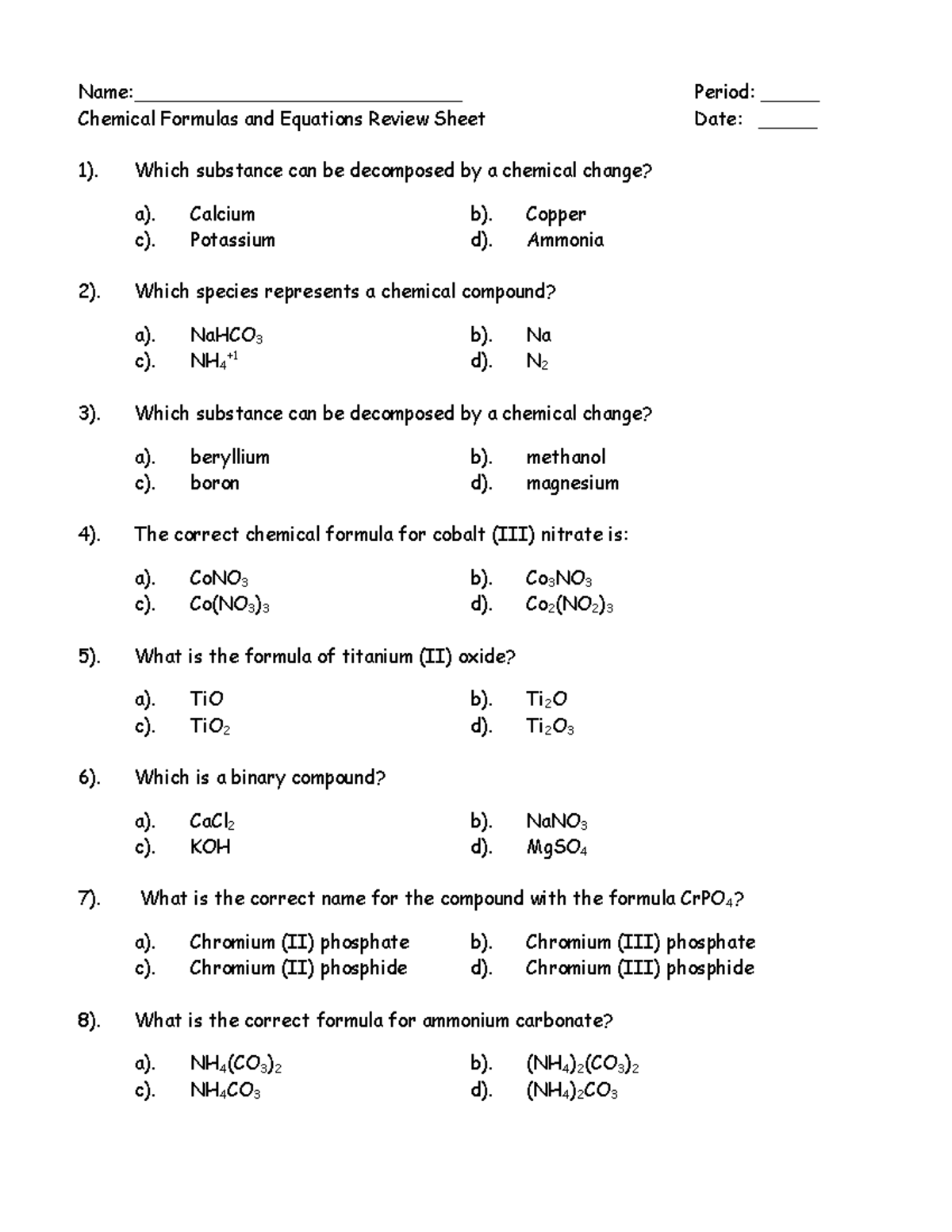 Chem Midterm 2025 - Name: ____________________________ Period ...