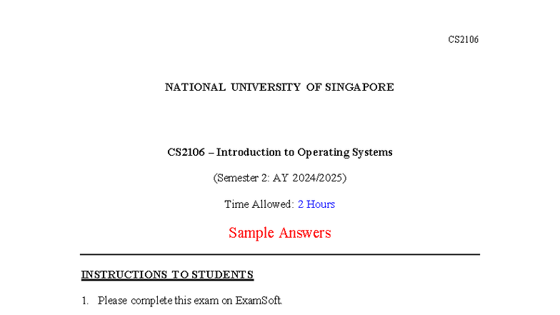 CS2106 Questions and Answers v4 - NATIONAL UNIVERSITY OF SINGAPORE ...