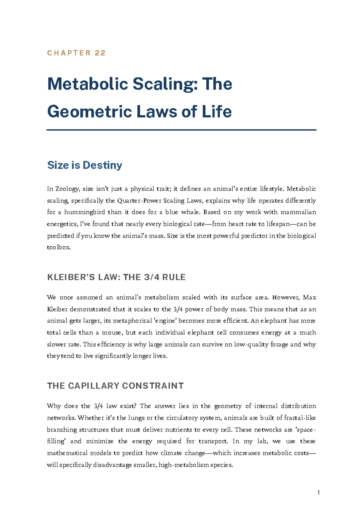 CHAPTER 22: Metabolic Scaling and Life Size in Zoology - Studocu