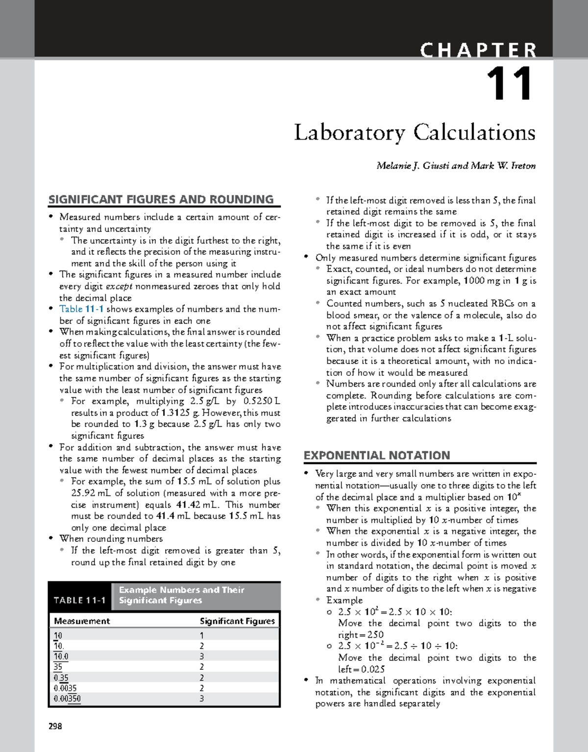 CHAPTER 11 Laboratory Calculations: Significant Figures & Rounding ...