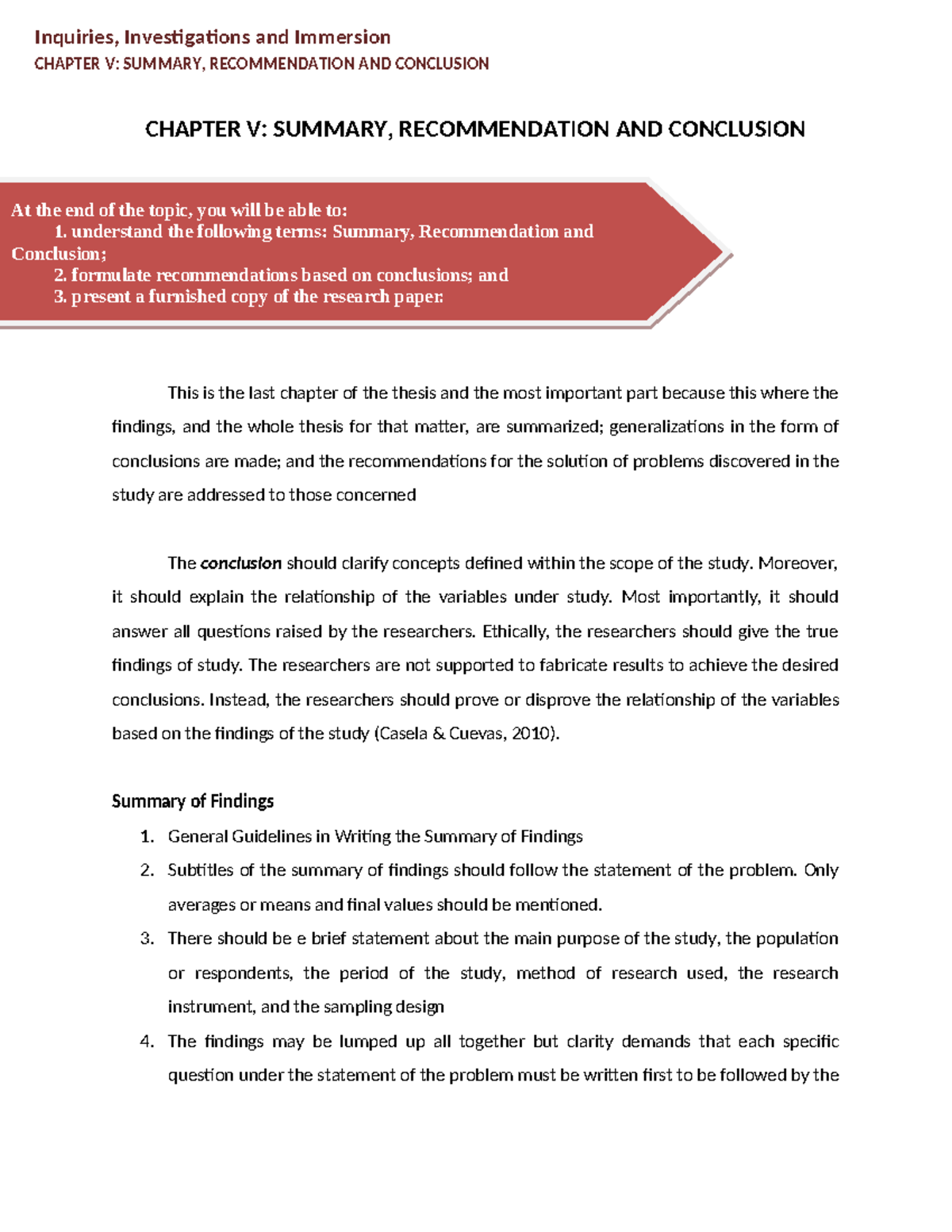 Summary And Conclusion