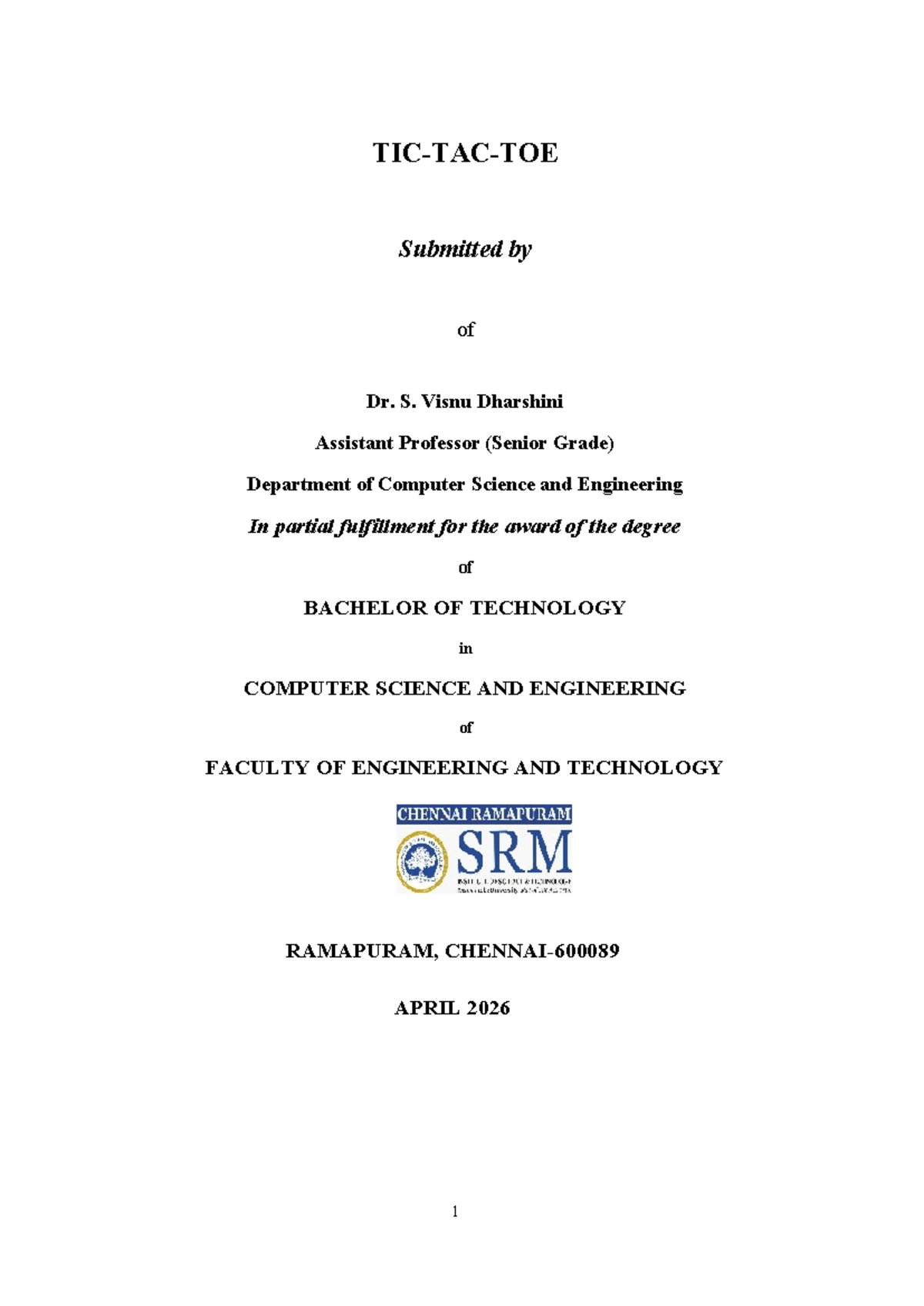 AI Project Report: Tic Tac Toe AI Implementation (B.Tech CSE) - Studocu