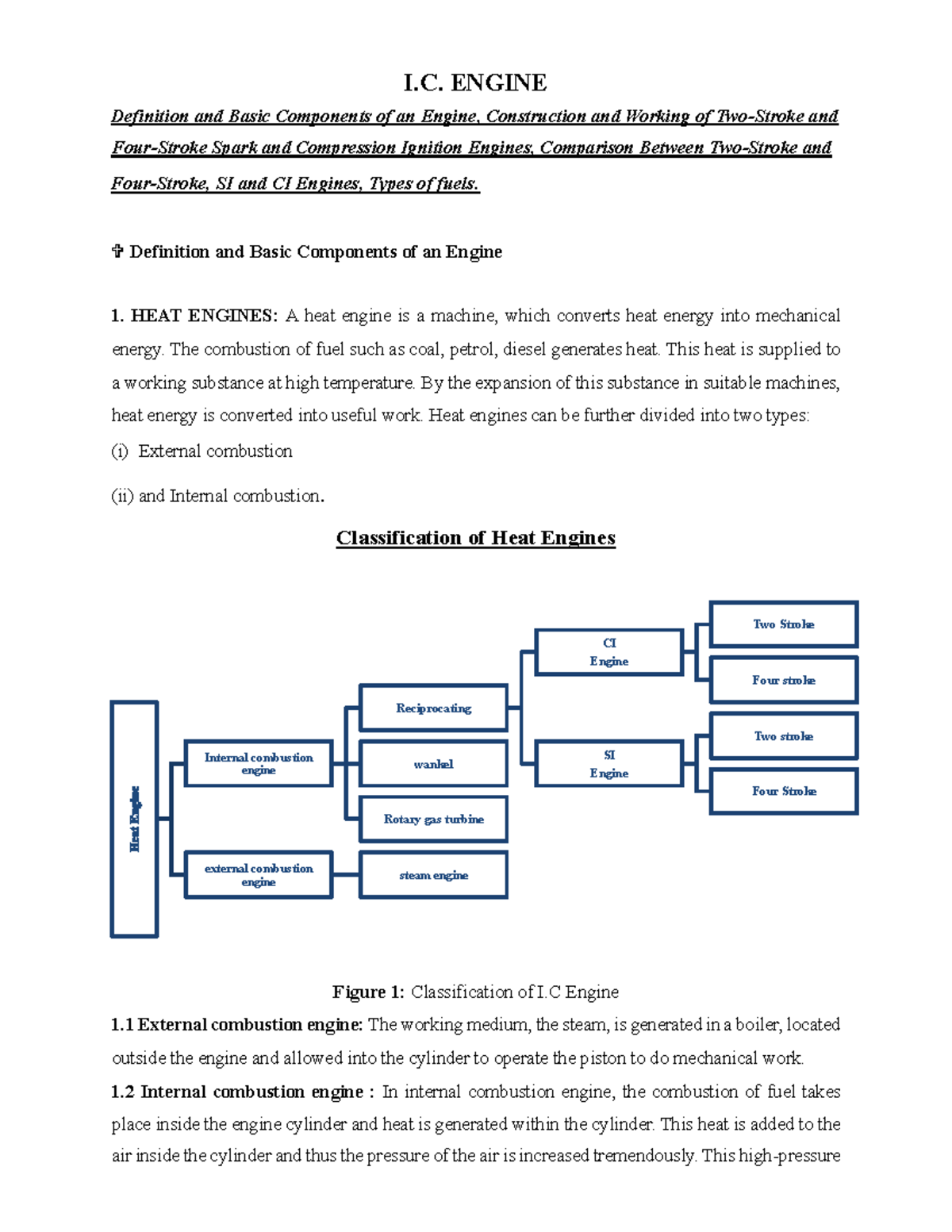 BMAE UNIT-3: I.C. Engine Fundamentals and Comparisons - Studocu