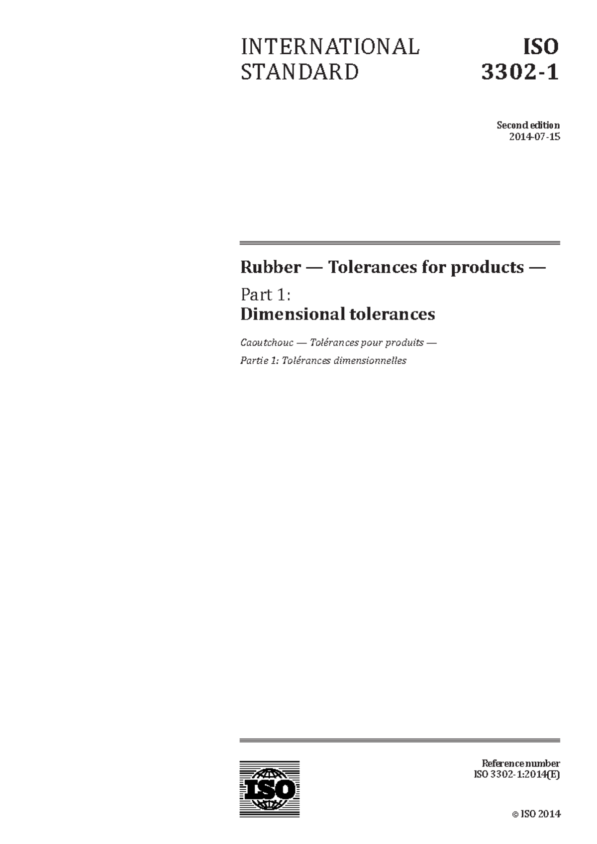 ISO 3302-1:2014 Rubber Products Dimensional Tolerances Standards - Studocu