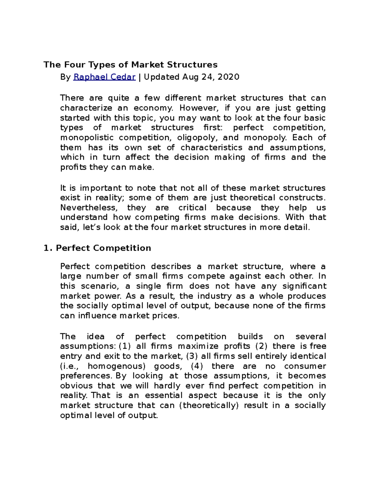 Types of Market Structures: Perfect, Monopolistic, Oligopoly, Monopoly ...