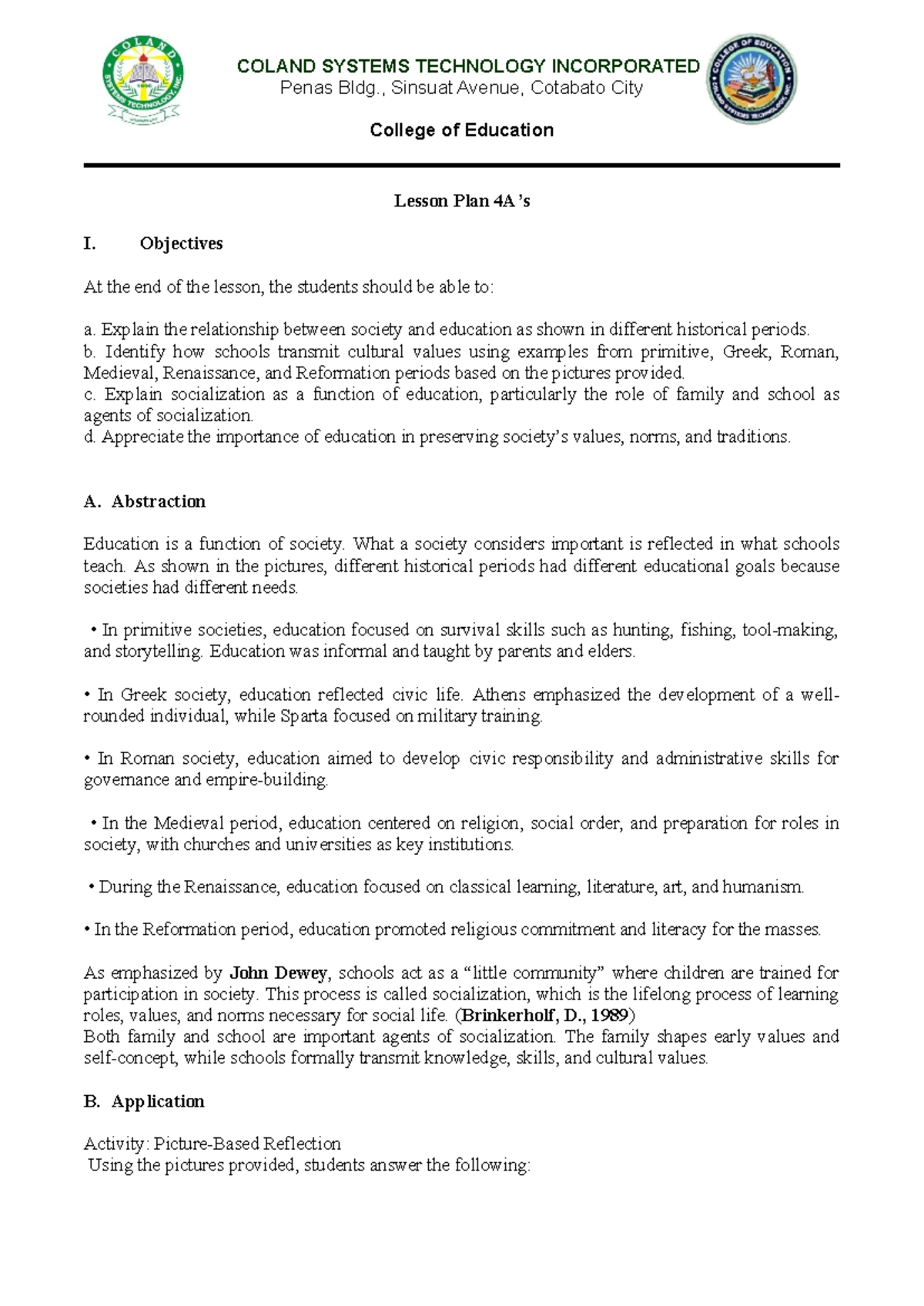 EDUC 101: Lesson Plan on Society and Education Dynamics - Studocu