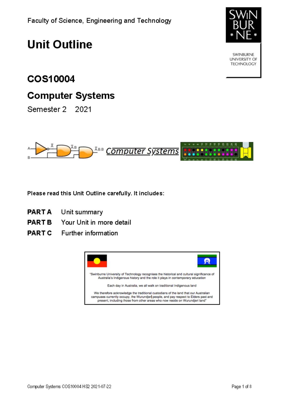 COS10004-Computer Systems Unit Outline for Semester 2, 2021 - Studocu