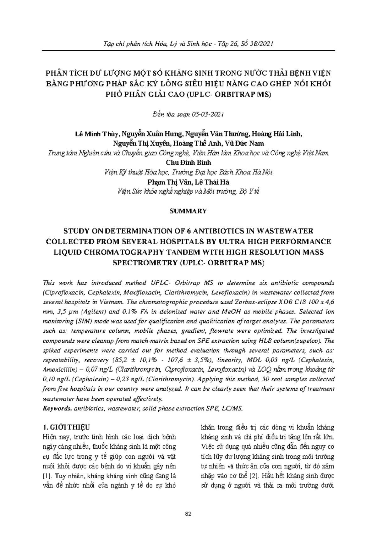 76650-Article Text-182272-1-10-20230301 - Tạp chí phân tích Hóa, Lý và Sinh học - Tập 26, Số 3B ...