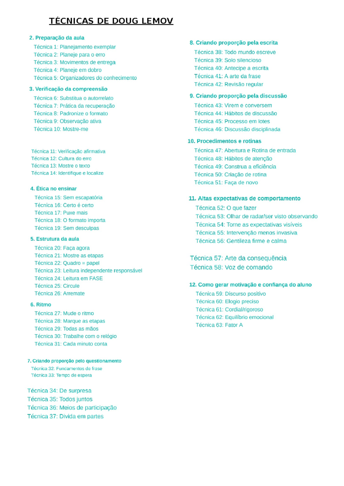Técnicas de Doug Lemov - Resumo da obra "Teach Like a Champion 3.0 ...