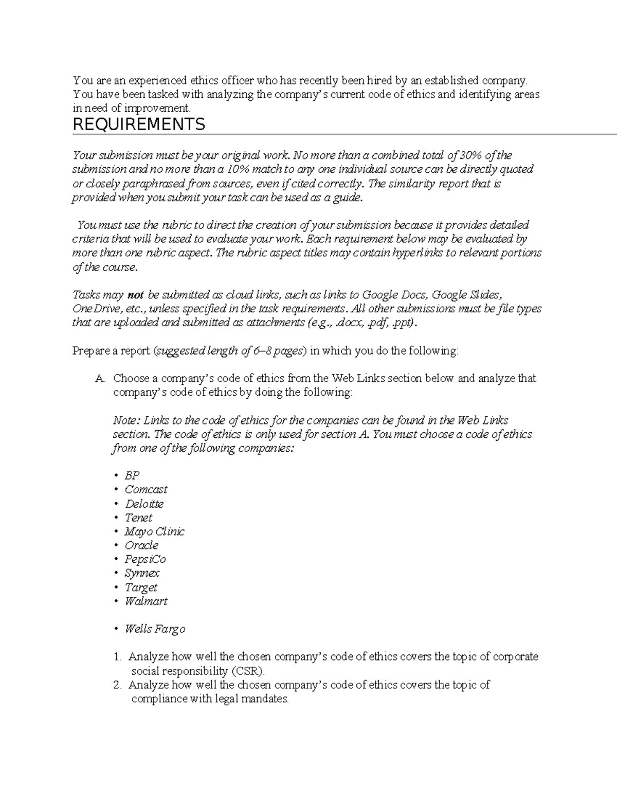 C206 - Task 3 Ethics Code Analysis Report - Studocu