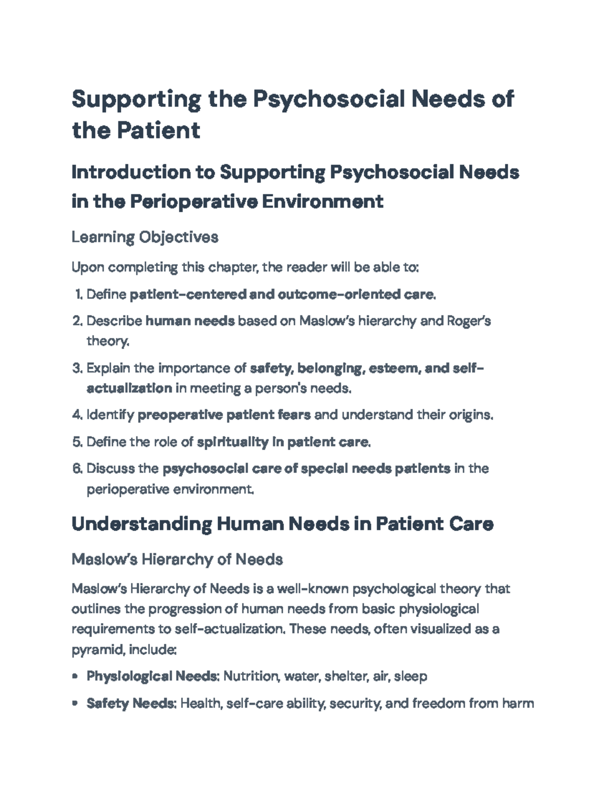 Enhancing Psychosocial Support in Perioperative Patient Care ...