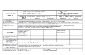 DLL-MIL - DLL IN MIL QUARTER 1 - GRADES 1 TO 12 DAILY LESSON LOG SCHOOL LAOAC NATIONAL HIGH ...