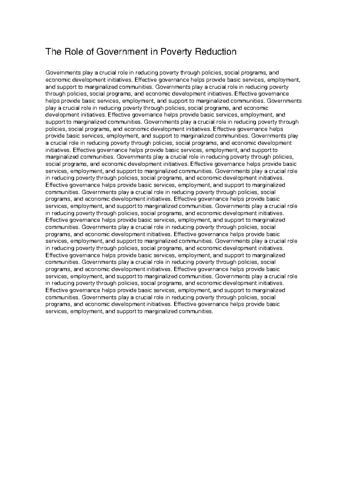 Government's Impact on Poverty Reduction Strategies - Studocu