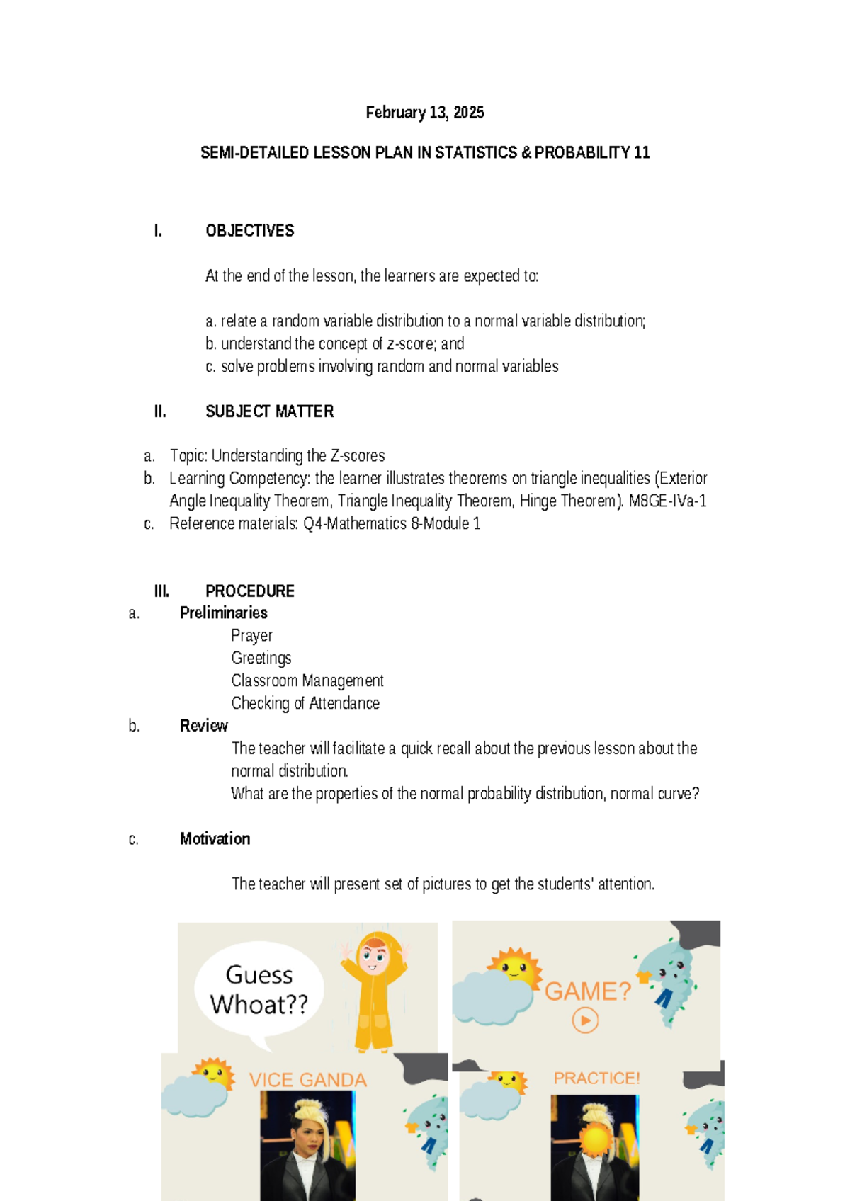 Stat and Prob - This lesson plan is for Statistics and Probability ...