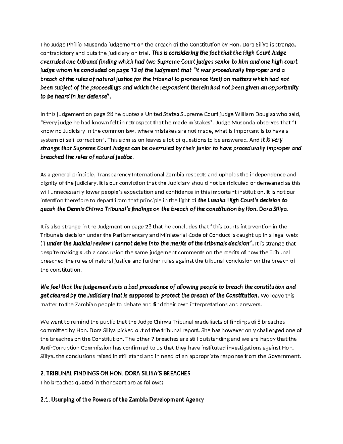 Analysis of Judge Musonda's Ruling on the Chirwa Tribunal – Legal ...