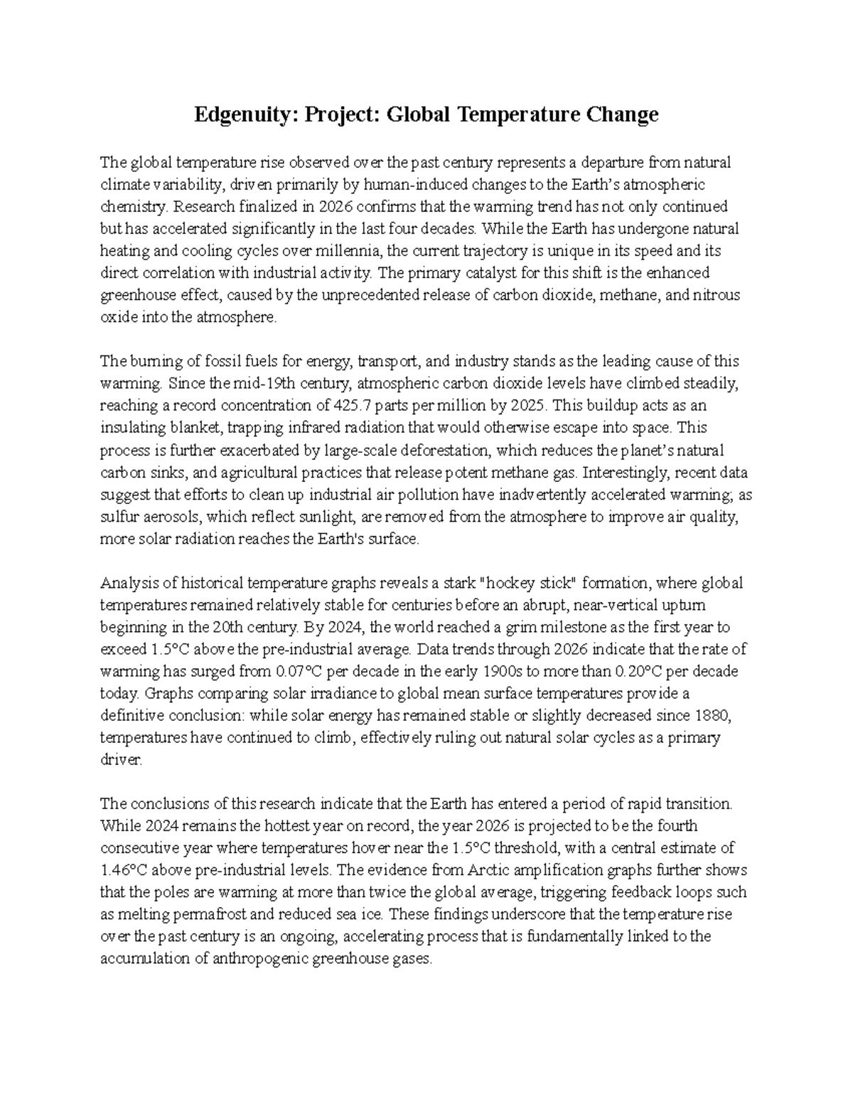 Edgenuity: Project on Global Temperature Change Analysis - Studocu