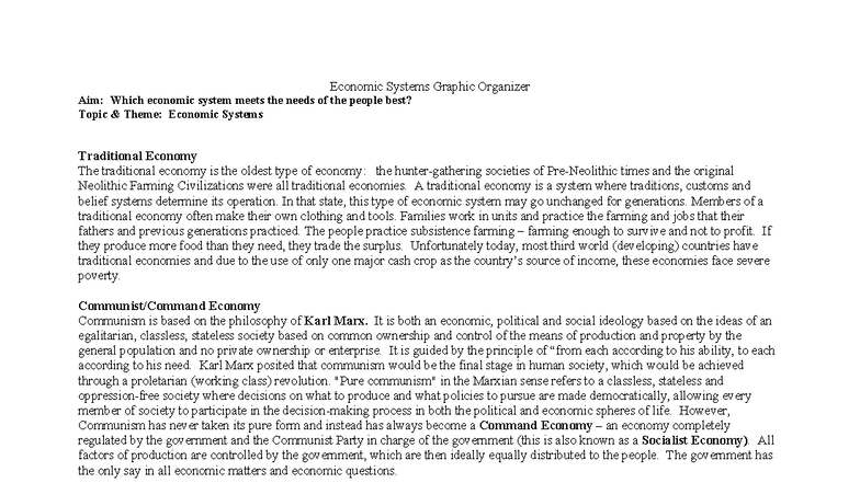 Activity 3: Economic Systems Analysis and Comparison - Studocu