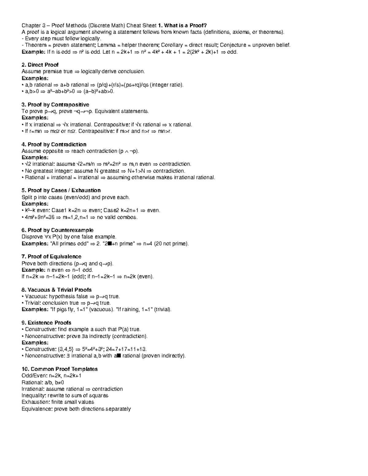 Chapter 3 Proof Methods (Discrete Math) Study Guide - Studocu