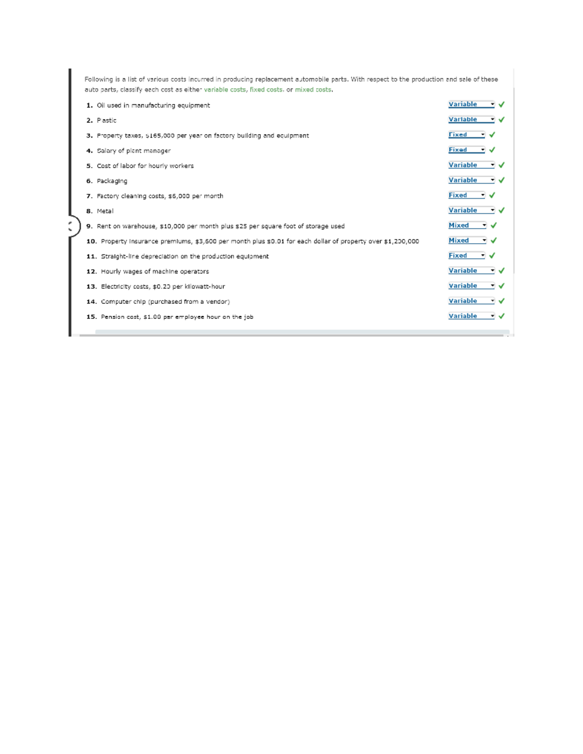 Cengage Problem Set Module 4 06.01 - Following is a list of various ...