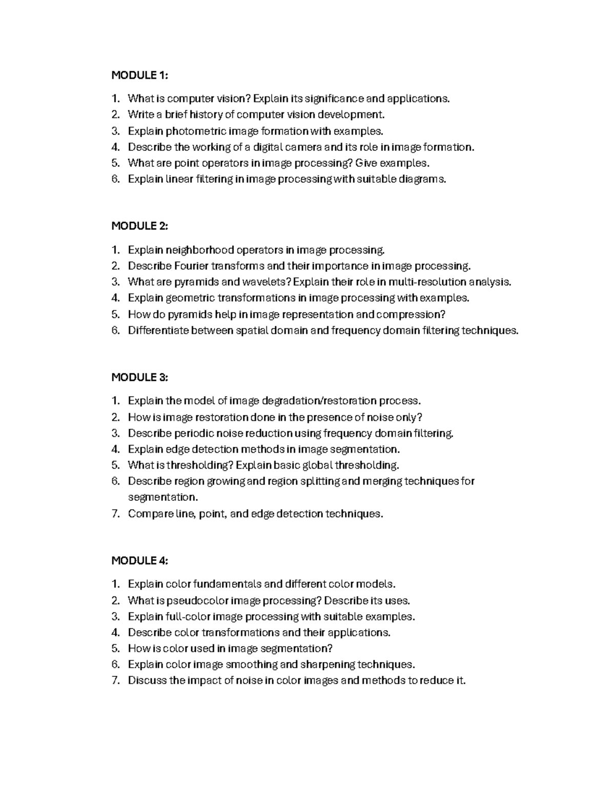 Computer Vision Overview and Techniques (BAI515A) - Studocu