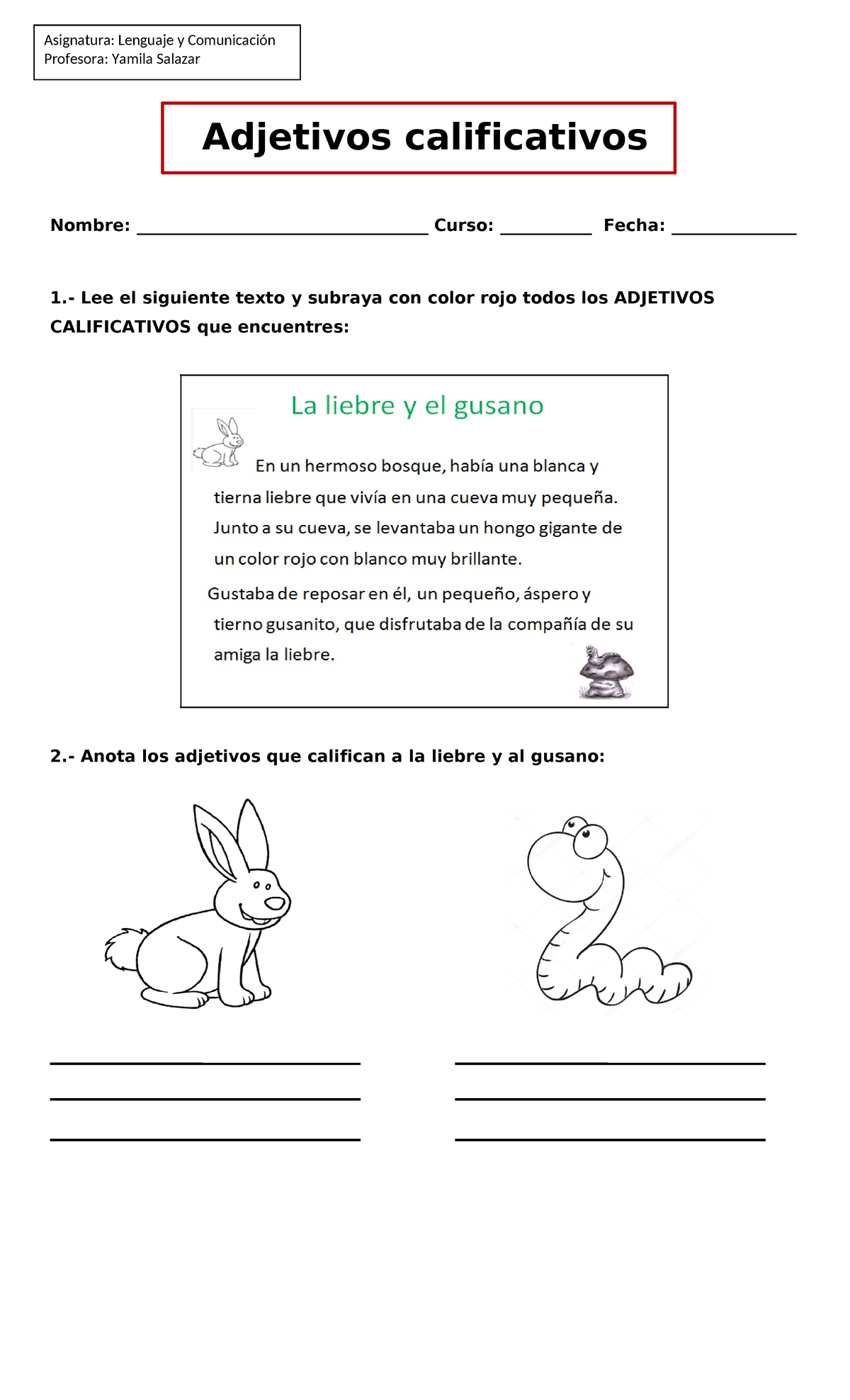 Guía de Adjetivos Calificativos - Refuerzo Ortografía - Studocu