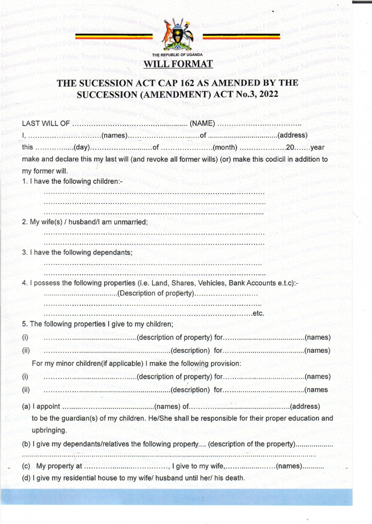 Guide to Will Writing: Succession Act Cap 162 (Amendment No. 3, 2022 ...