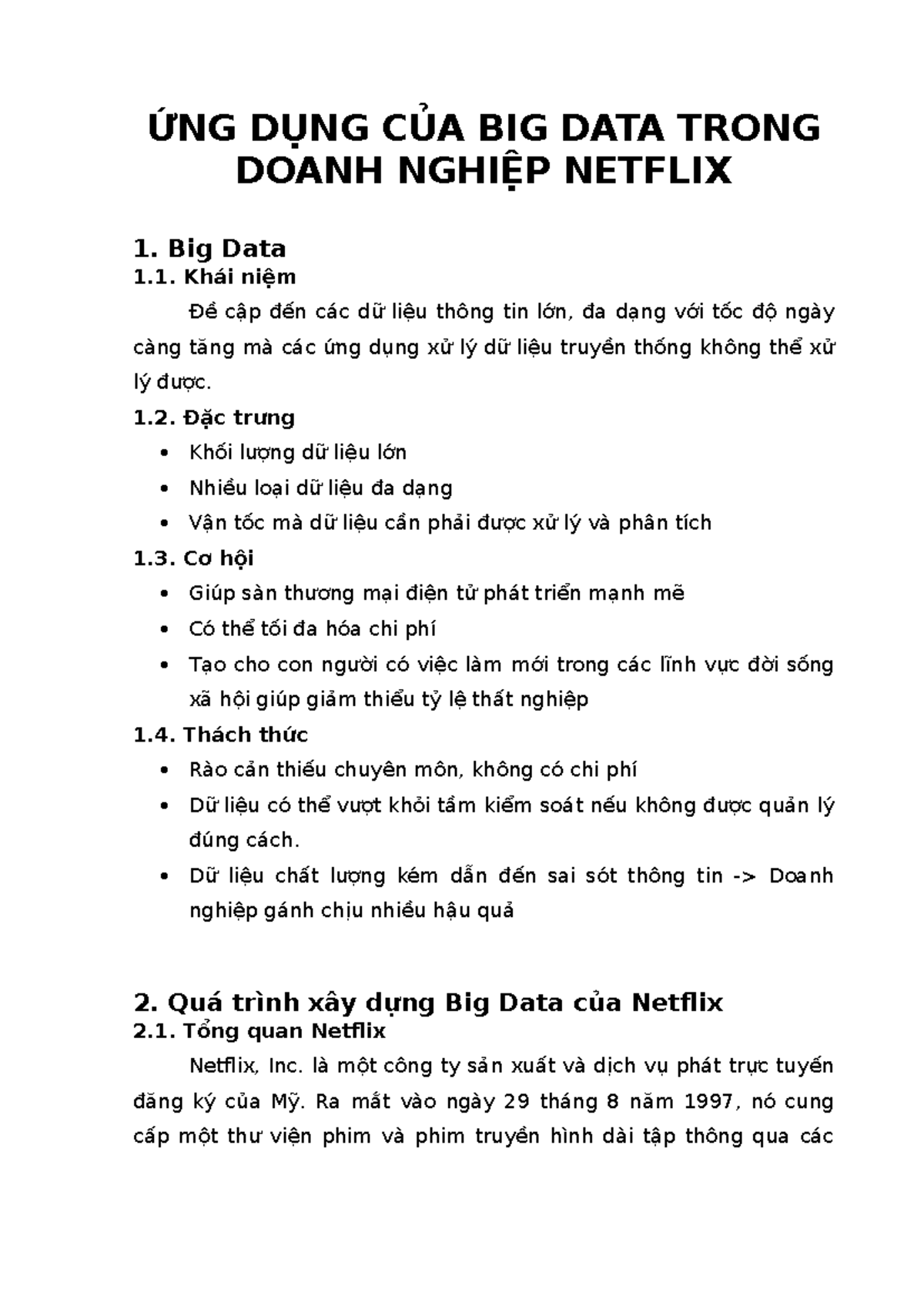 Nghiên cứu Ứng Dụng Big Data Tại Doanh Nghiệp Netflix - Studocu