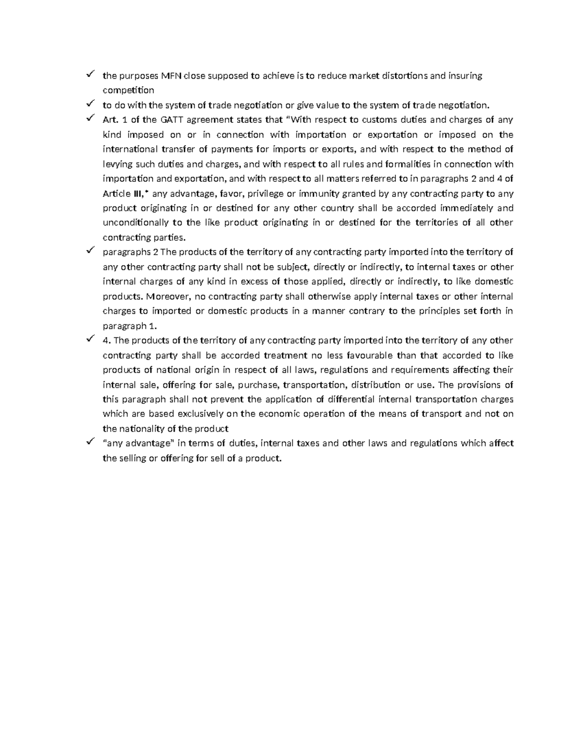 GATT Article 1: Understanding MFN's Role in Trade Negotiations - Studocu