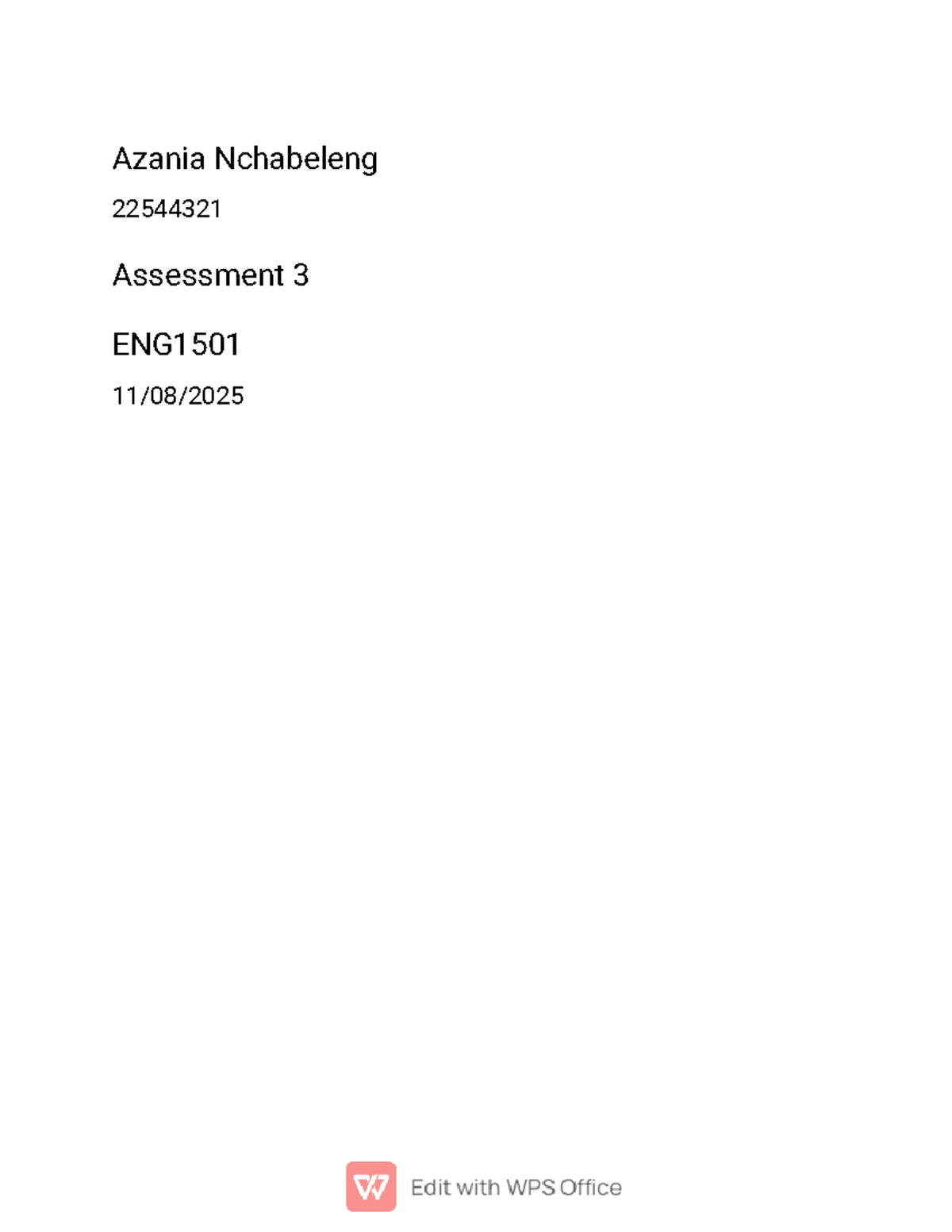 ENG1501 Assessment 3: Reflection on Character Development in Literature ...