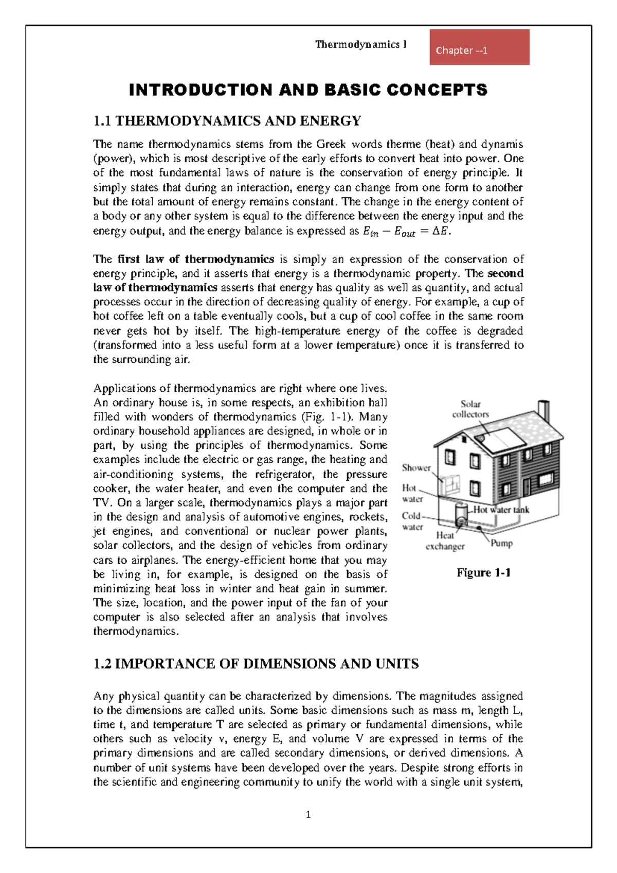 Thermodynamics I - Chapter 1: Introduction & Basic Concepts - Studocu