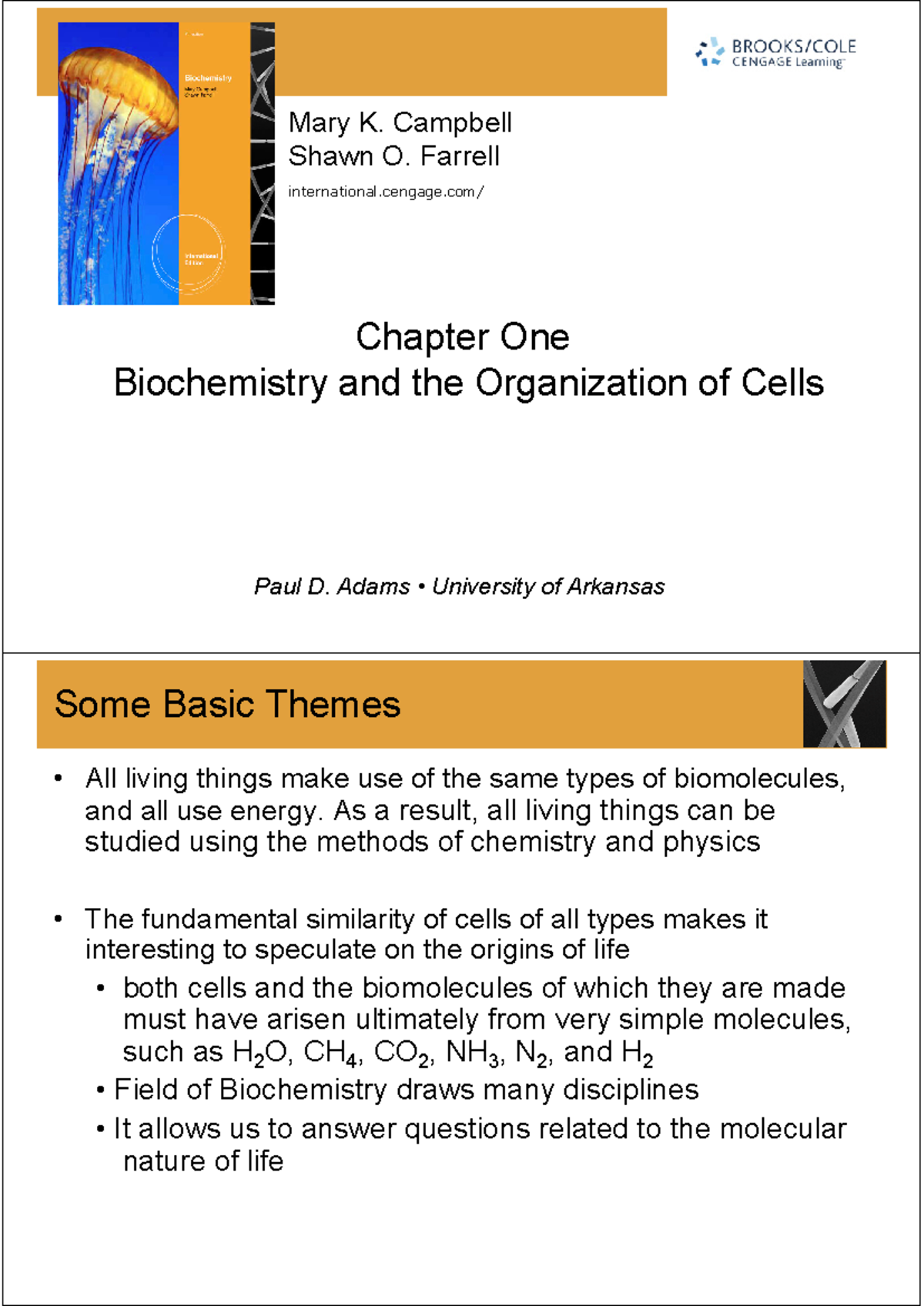 Chapter 1 - 2022 - Summary Biochemistry - Paul D. Adams • University of ...