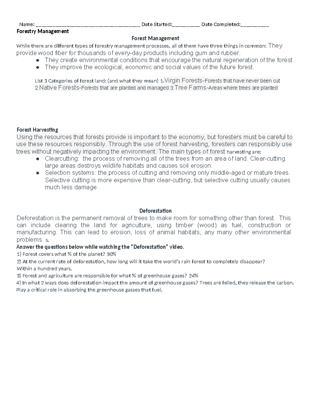 EV4.b Forestry Management - Key Concepts & Notes - Studocu