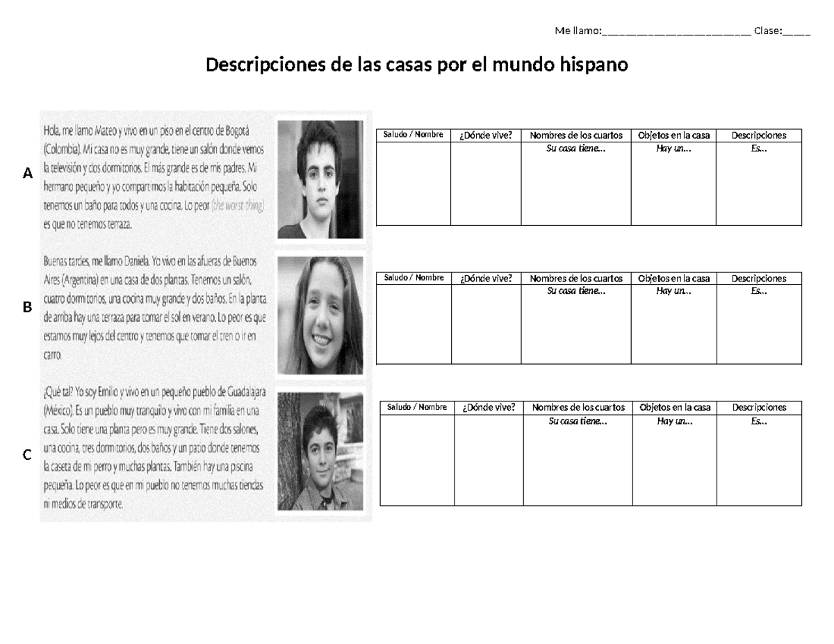 Descripciones de Casas en el Mundo Hispano - Clase de Español - Studocu