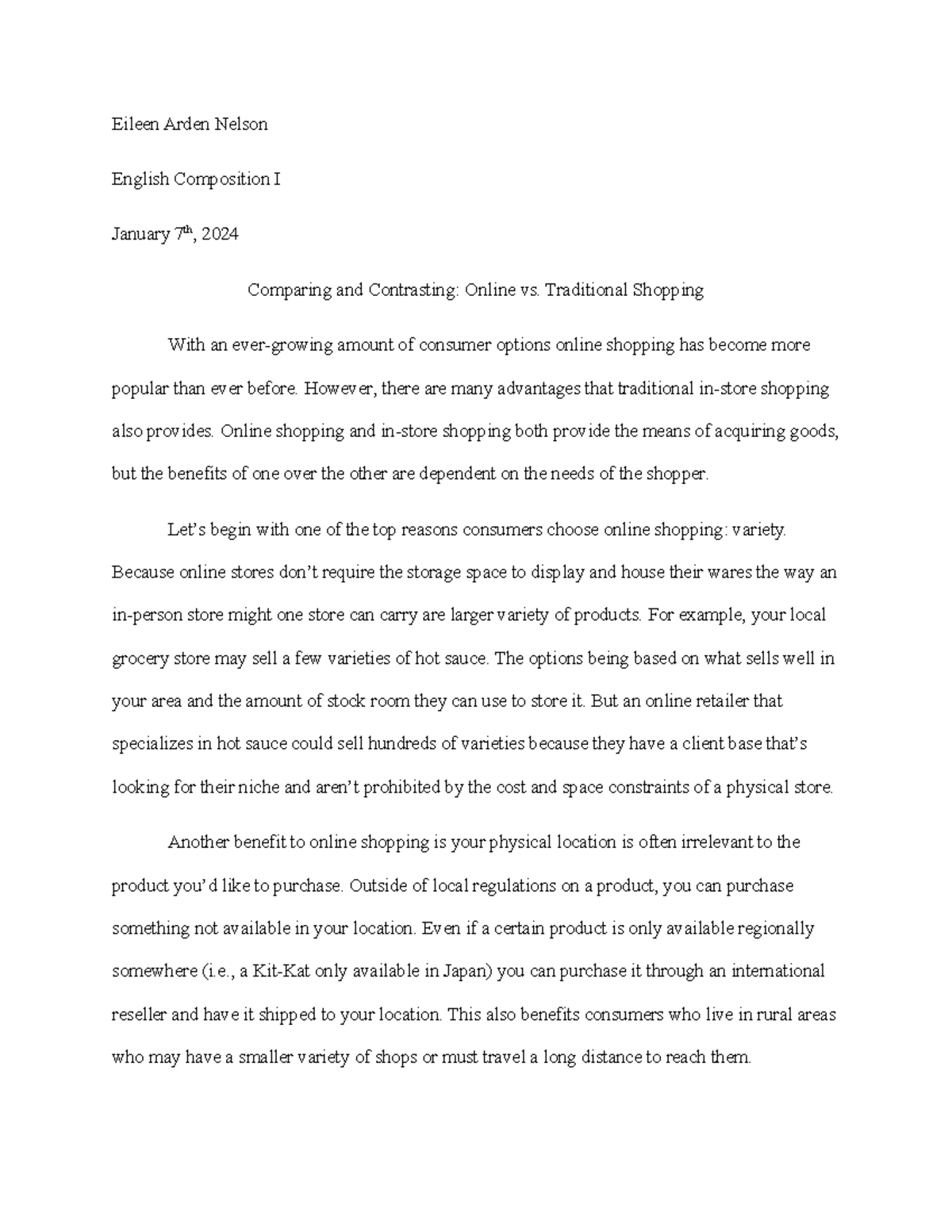 English Composition I Touchstone 2 1 Comparison and Contrast Essay ...