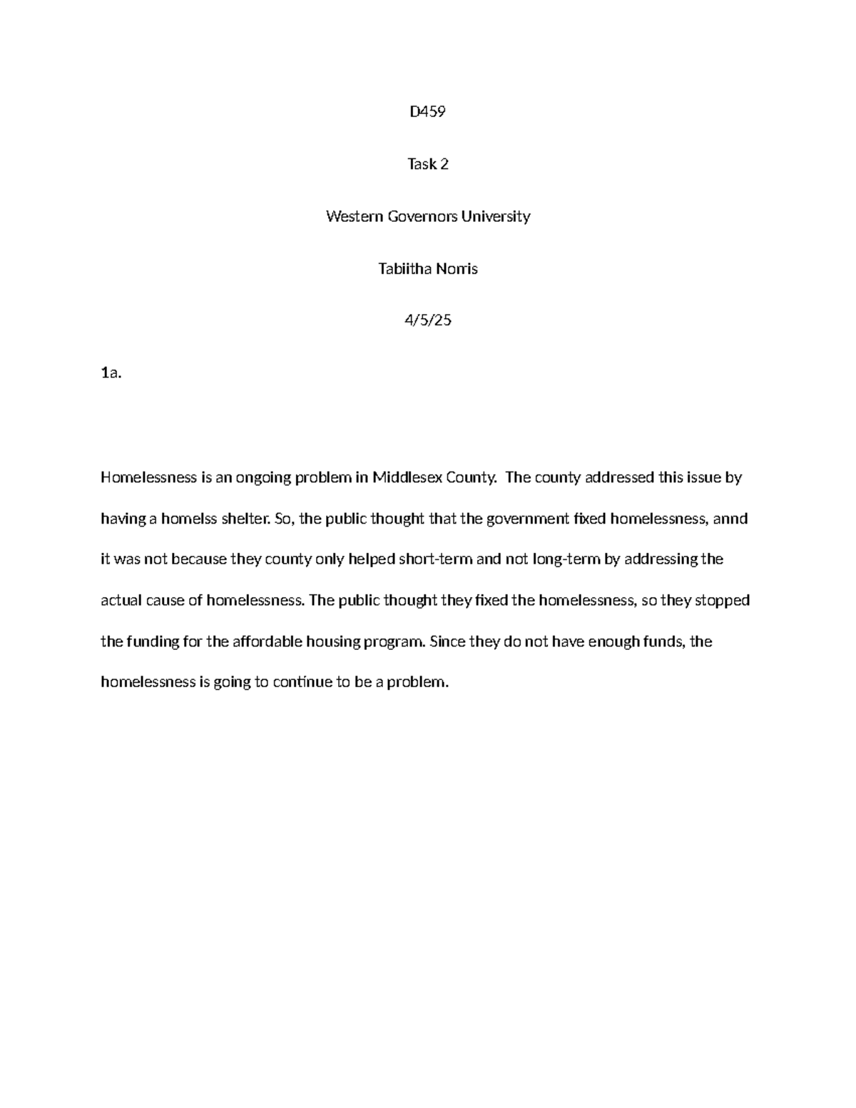 Task 2: Analysis of Homelessness in Systems Thinking (WSU) - Studocu