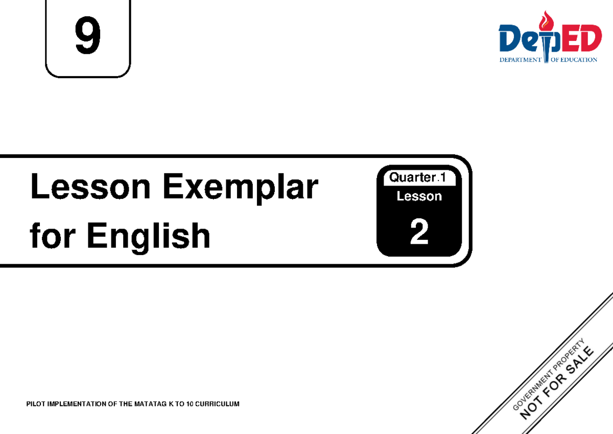 Q1 LE English 9 Lesson Exemplar: Poetry Analysis & Activities - Studocu