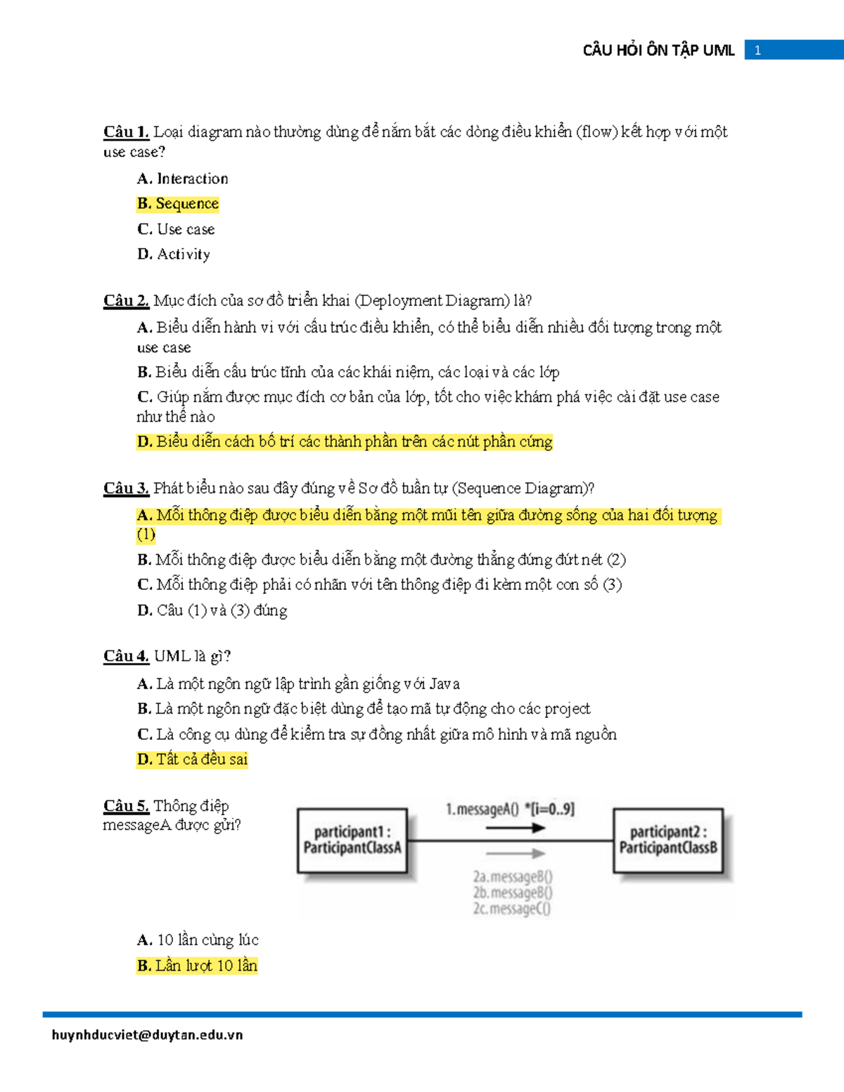 UML Quiz Questions and Answers for TRAC 1 - Studocu