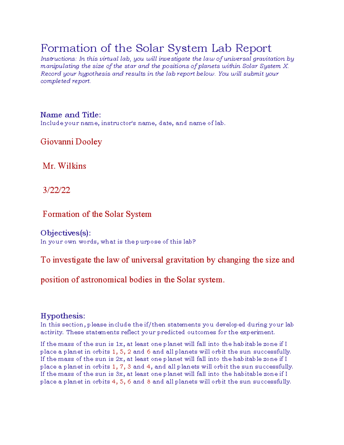 6.01 Lab Science Giovanni - Formation of the Solar System Lab Report ...