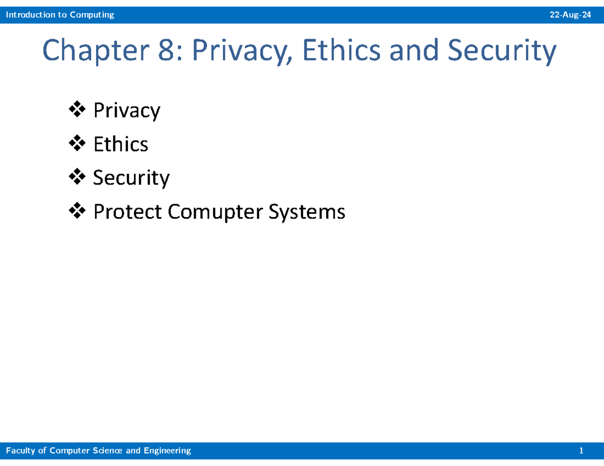 Ch08: Privacy, Ethics, and Security in Computing - Studocu