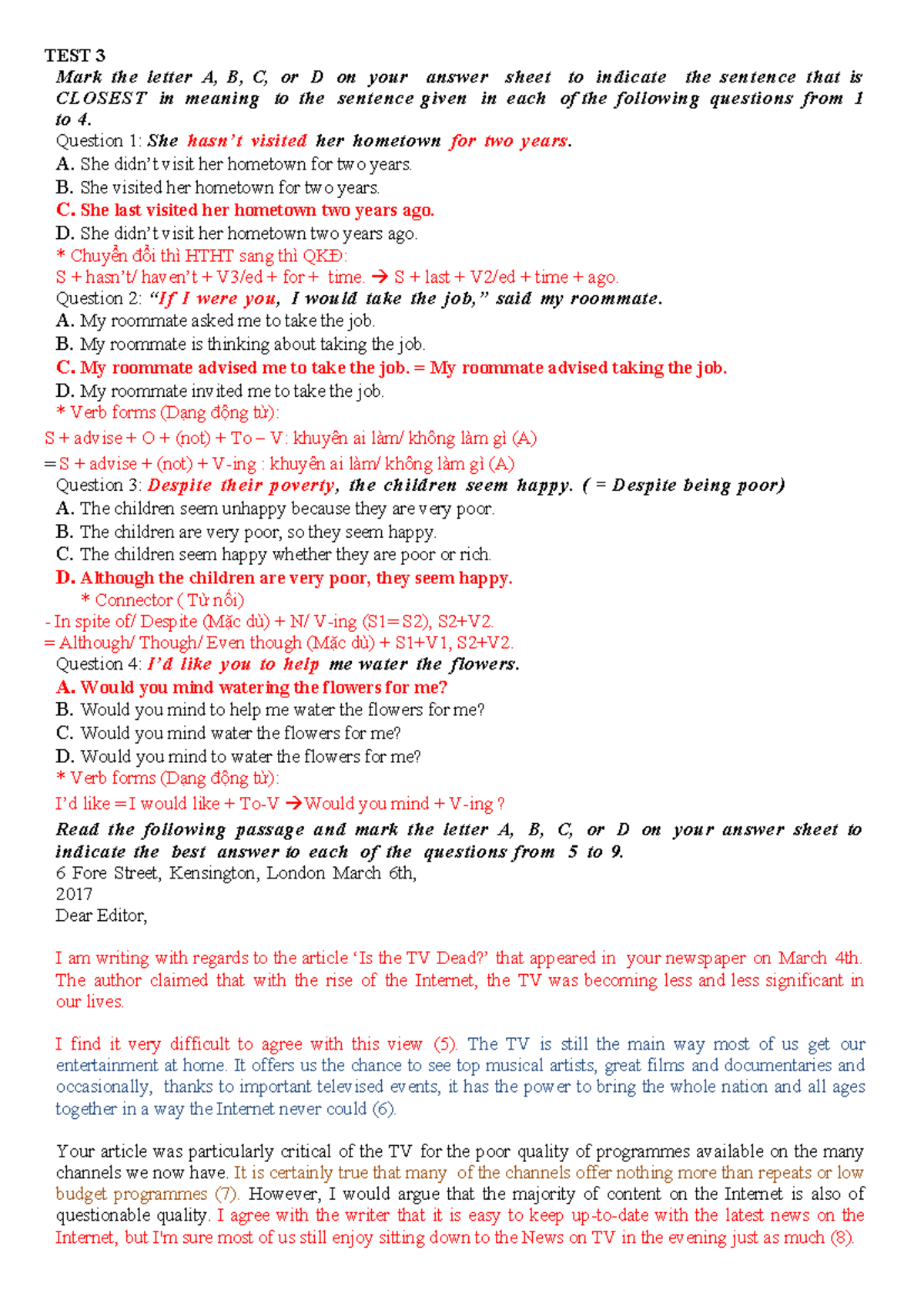 TEST 3 GIẢI CHI TIẾT - Đề Ôn Chuyên - Studocu