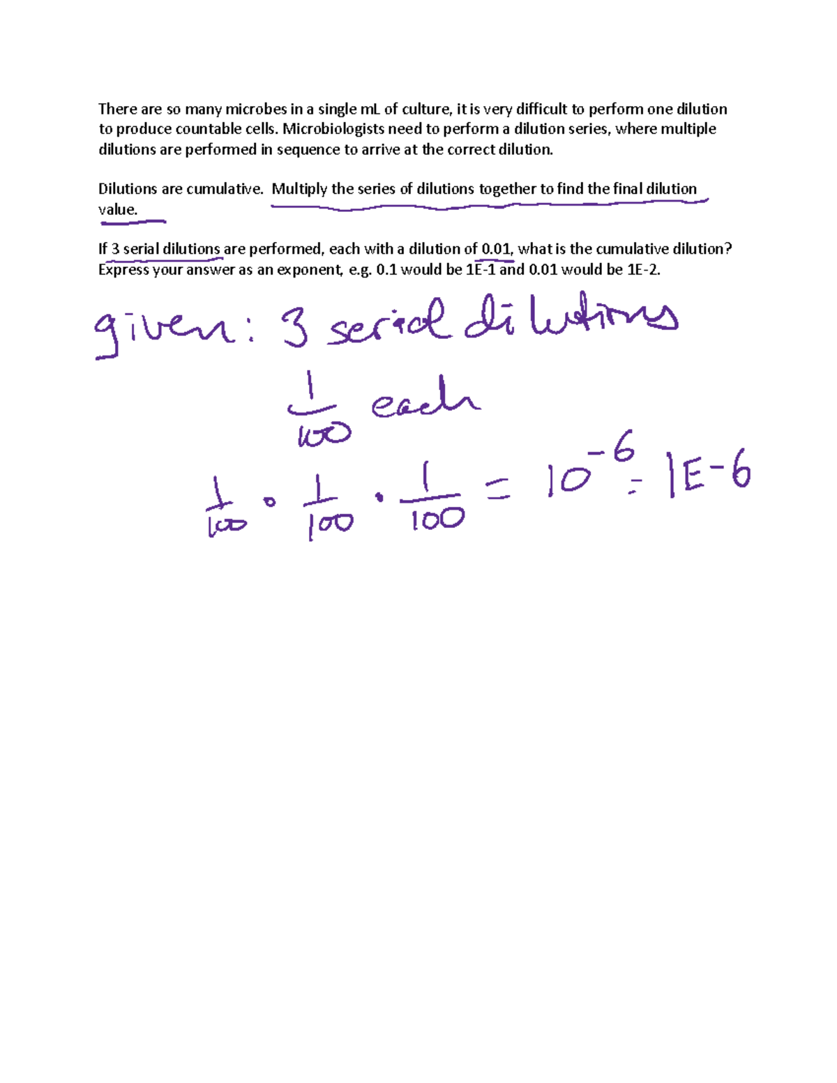 3Dilutions Math - Understanding Serial Dilution Calculations - Studocu