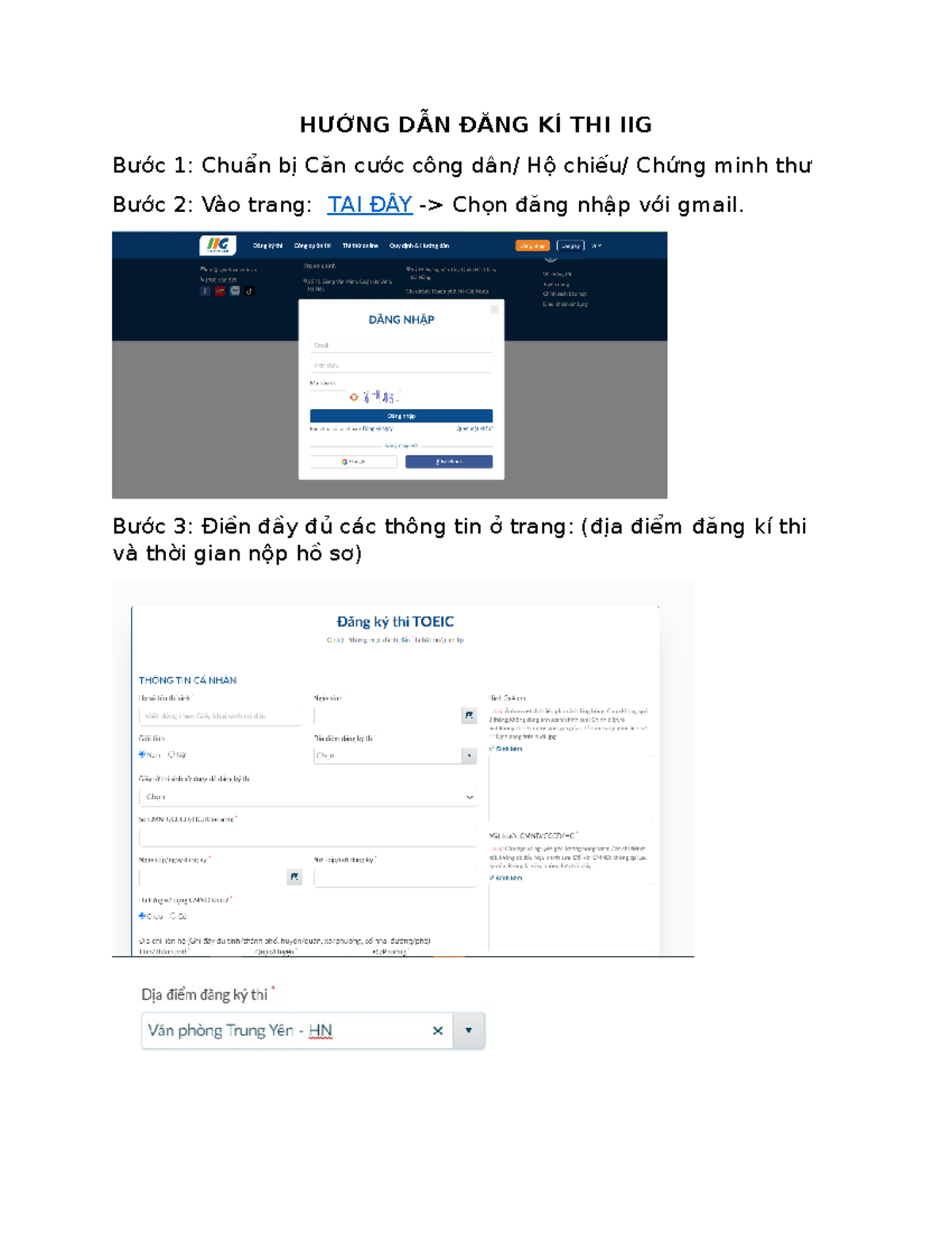 HƯỚNG DẪN ĐĂNG KÍ THI IIG - DHNEU văn học - HƯỚNG DẪN ĐĂNG KÍ THI IIG ...