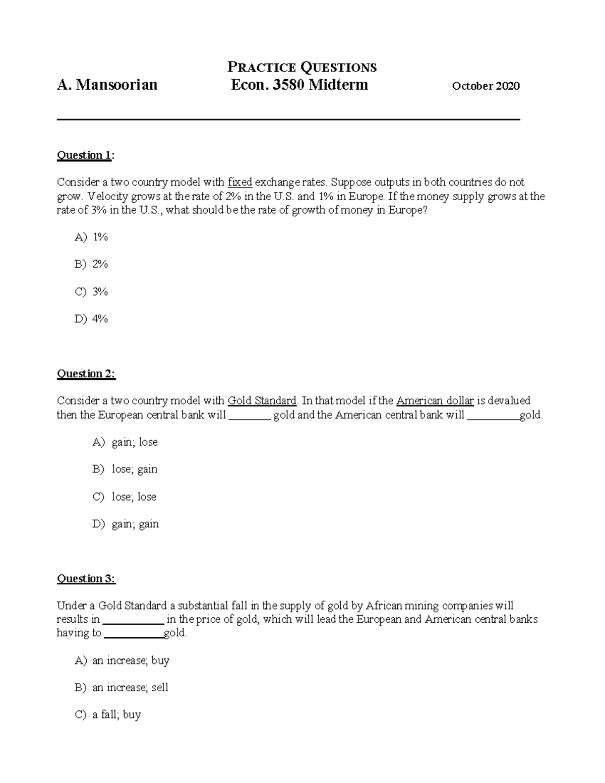 Zoom 5 Practice Questions for Midterm Econ. 3580-W 2026 - Studocu