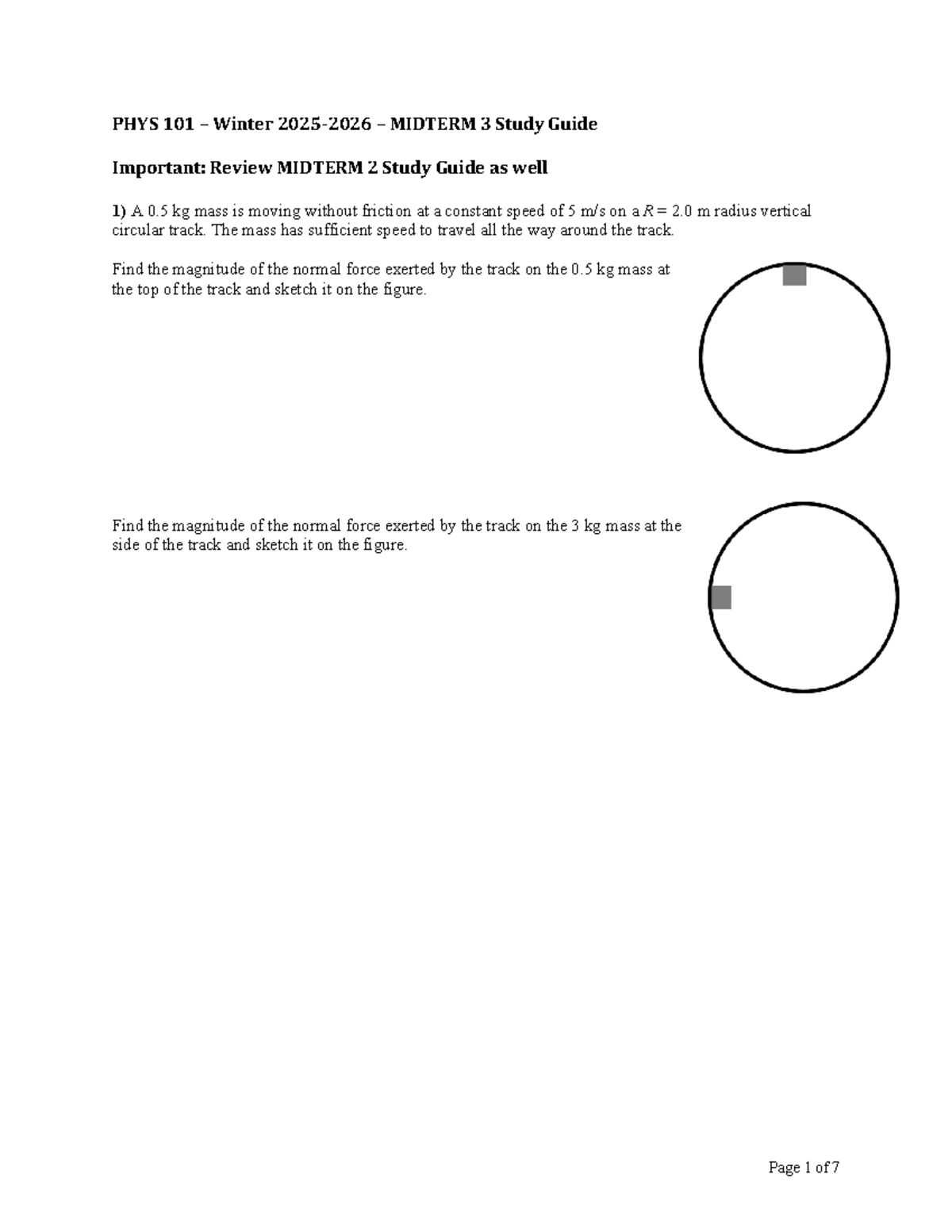 PHYS 101 Winter Midterm 3 Study Guide: Key Concepts & Problems - Studocu