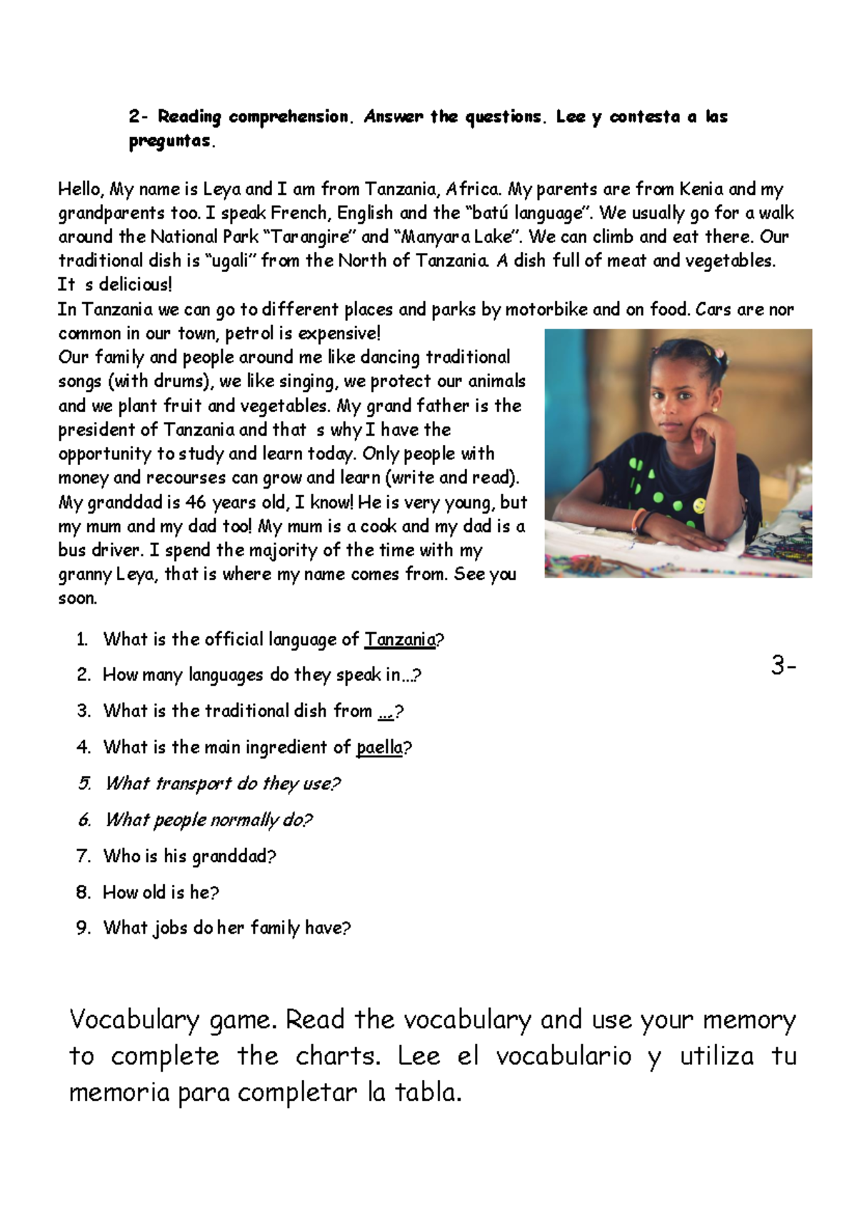 Reading Comprehension Exercise: Lee y Contesta las Preguntas - Studocu