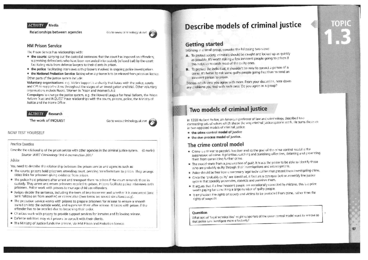 Unit 4: Models of Criminal Justice and Agency Relationships - Studocu